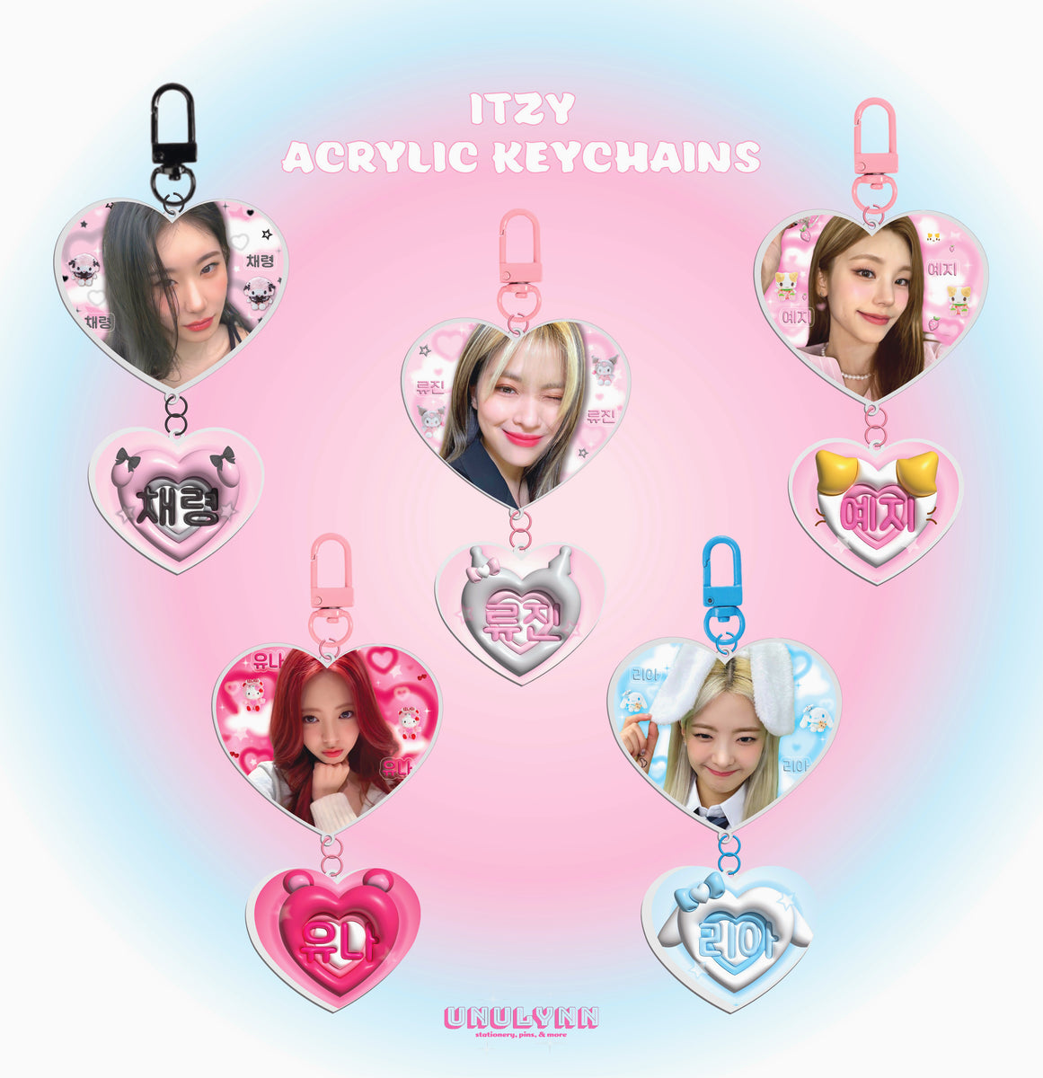 ITZY Acrylic Heart Keychains – Unulynn