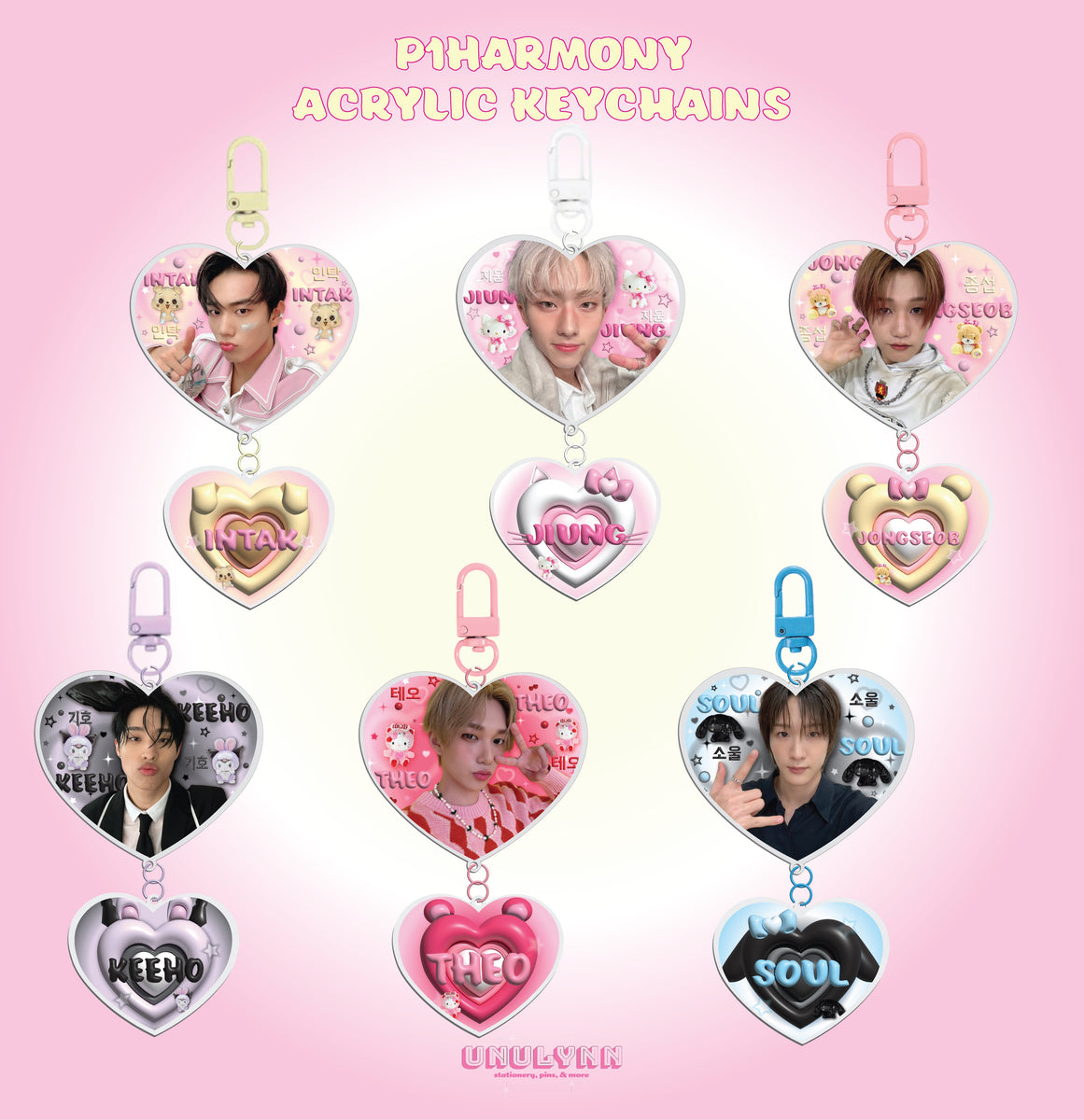 P1Harmony Acrylic Heart Keychains – Unulynn