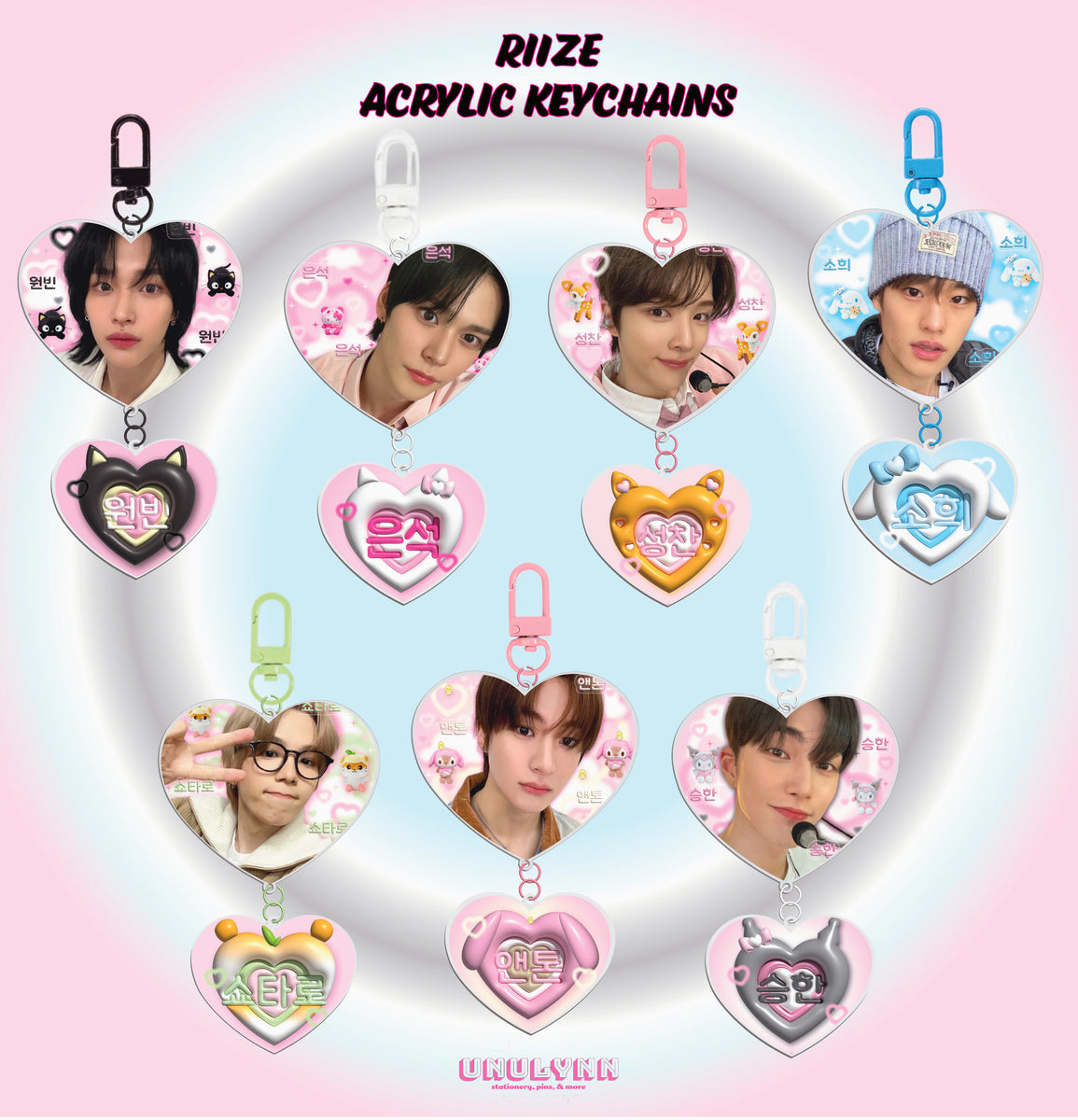 RIIZE Acrylic Heart Keychains – Unulynn